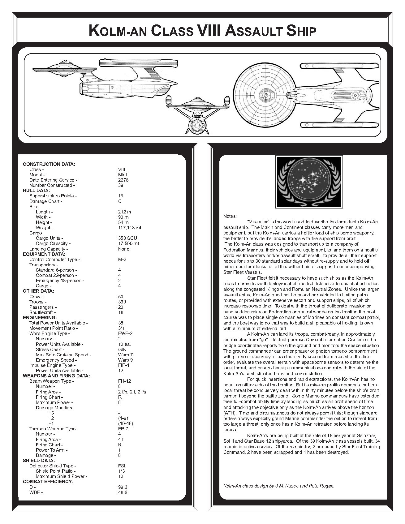 Star Trek Blueprints Fasa Federation Ship Recognition Manual Volumes I And Ii