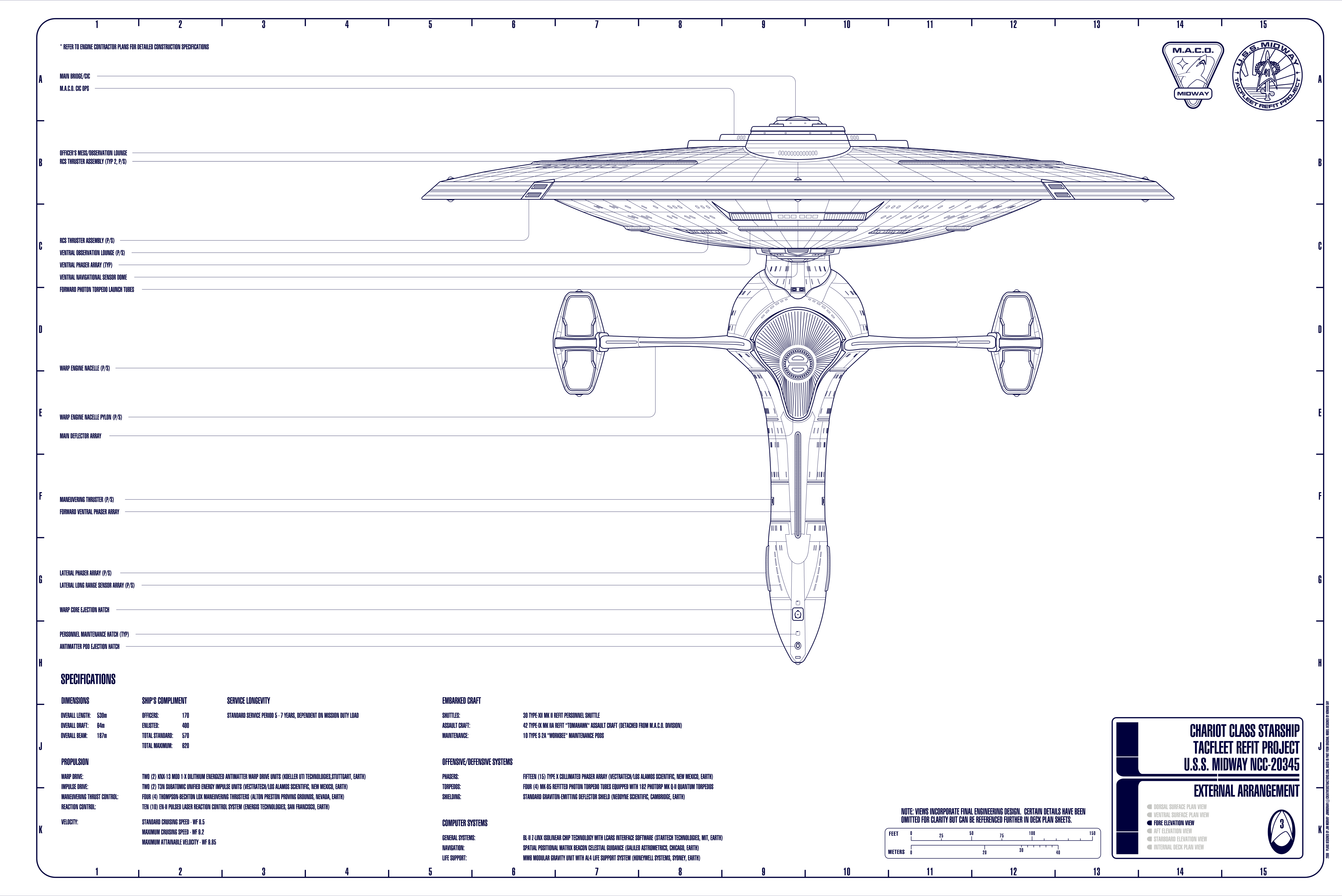 Star Trek Blueprints: U.S.S. Midway NCC-20345 Chariot Class Starship