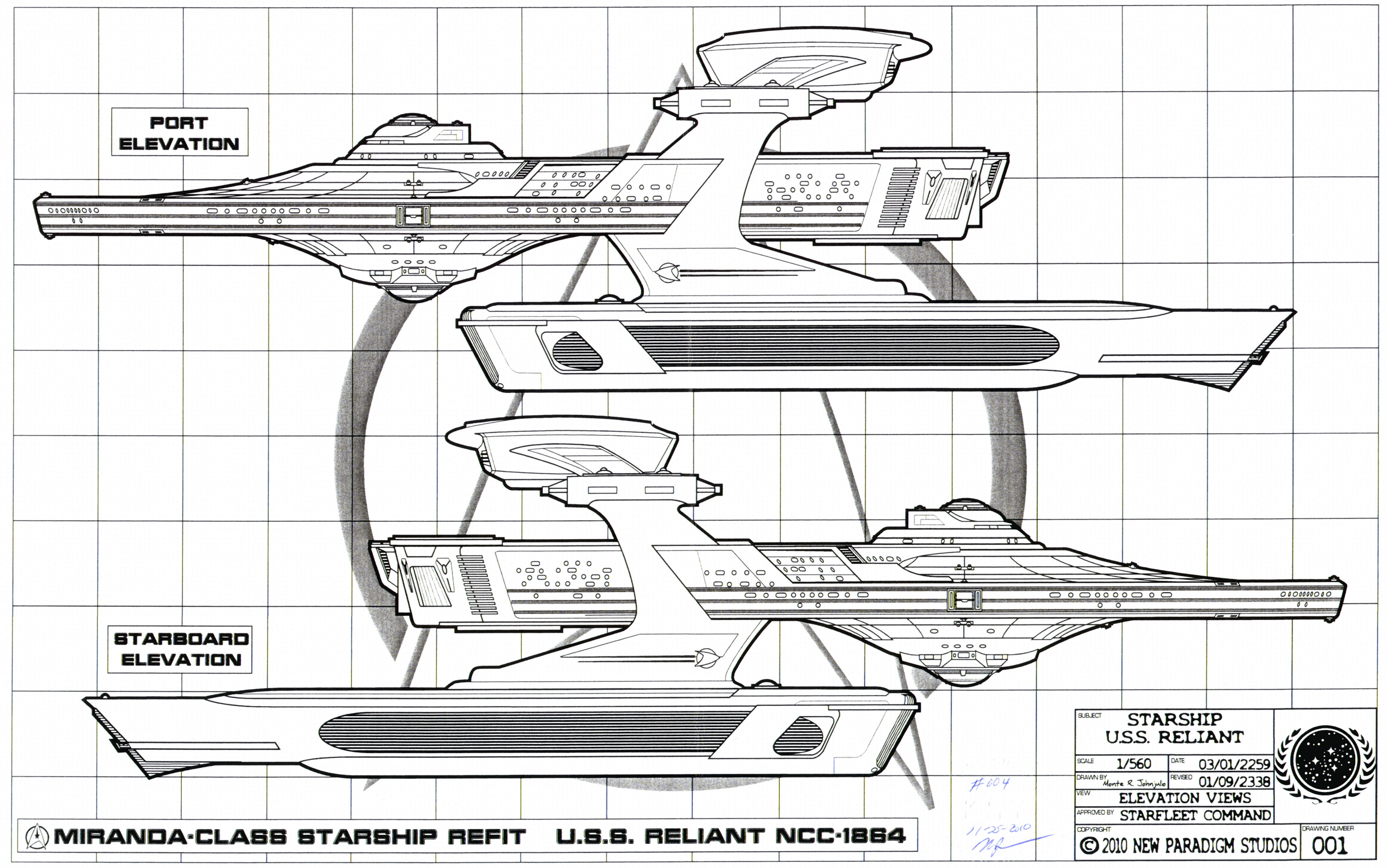 Star Trek Blueprints: Miranda Class Starship Refit - U.S.S. Reliant NCC ...